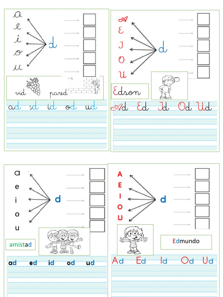 AD ED ID OD UD LECTURA, Palabras y Oraciones | PDF