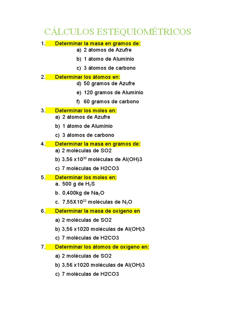 Cálculos Estequiométricos | PDF