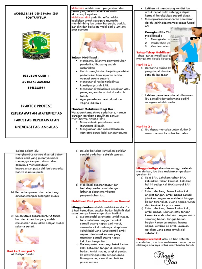LEFLET Mobilisasi Dini Ibu Post Partum Ray | PDF