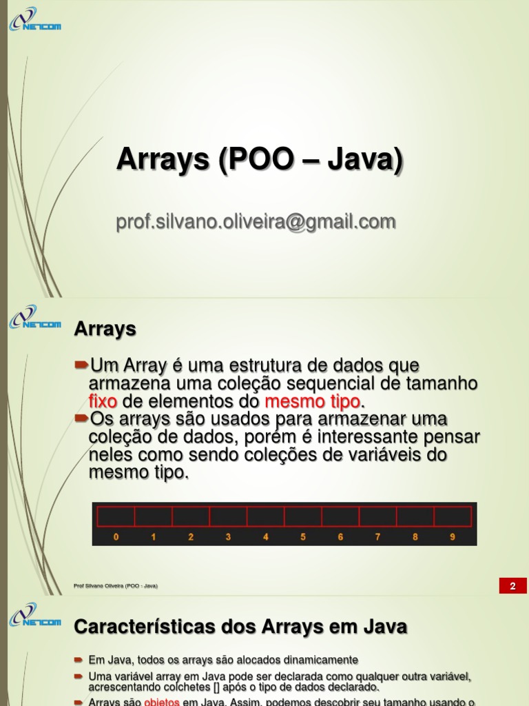 POO09 - Arrays (POO - Java) | PDF | Estrutura de dados de matriz ...