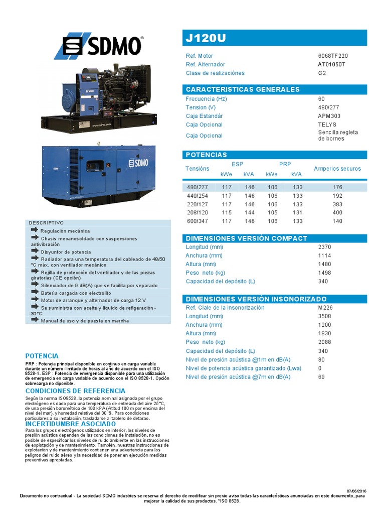 Ficha Tecnica Planta 150 Kva Sdmo | PDF | Factores humanos y ergonomía ...