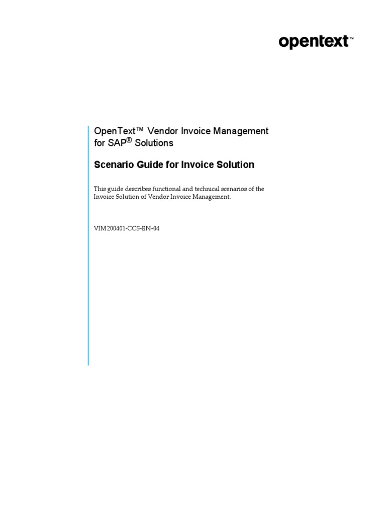 OpenText Vendor Invoice Management For SAP Solutions 20.4 SPS1 ...