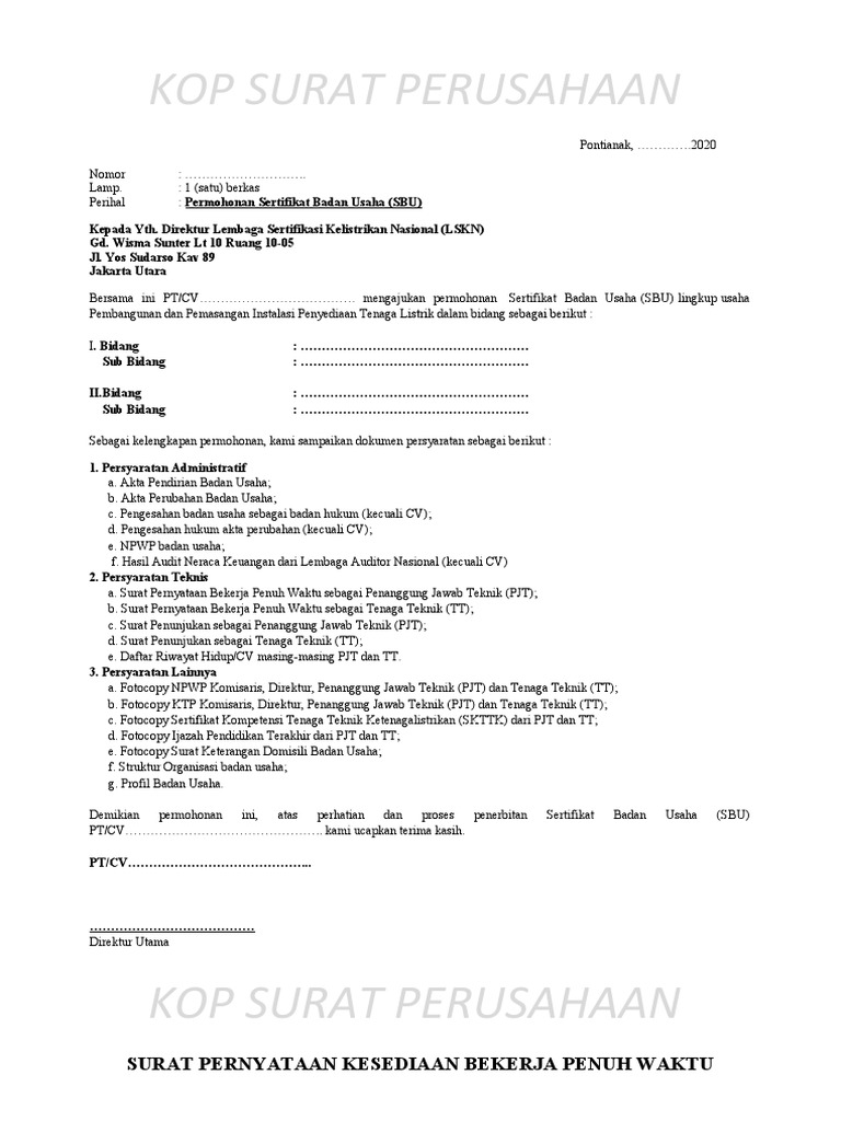 Contoh Permohonan SBU | PDF