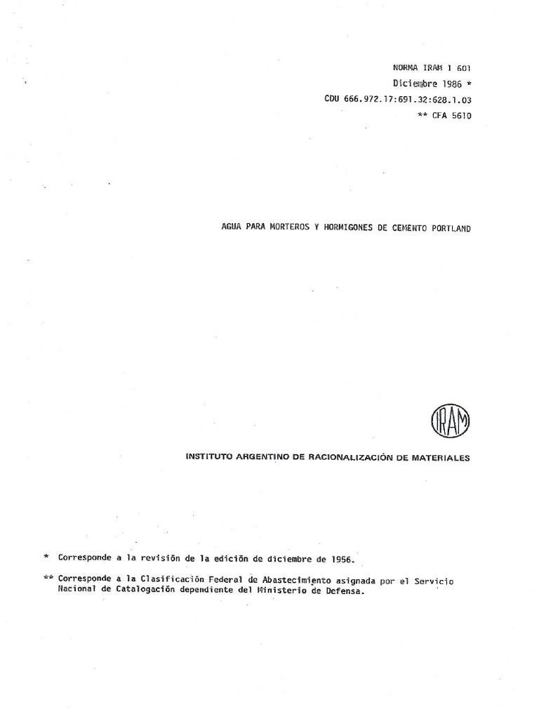 IRAM 1601-1986 Agua para Hormigon | PDF