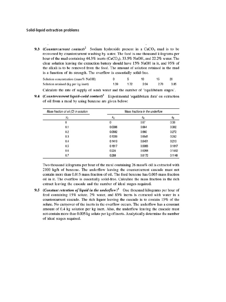 Solid-Liquid Extraction Problems | PDF