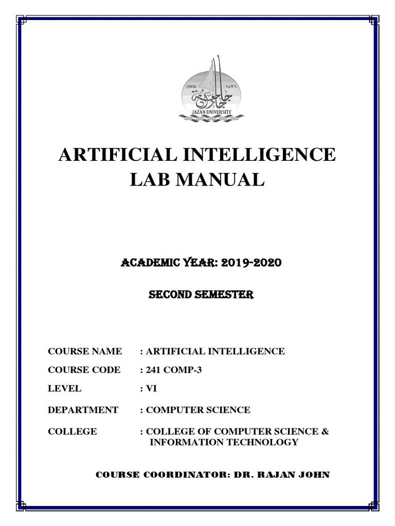 Artificial Intelligence Lab Manual: ACADEMIC YEAR: 2019-2020 Second ...