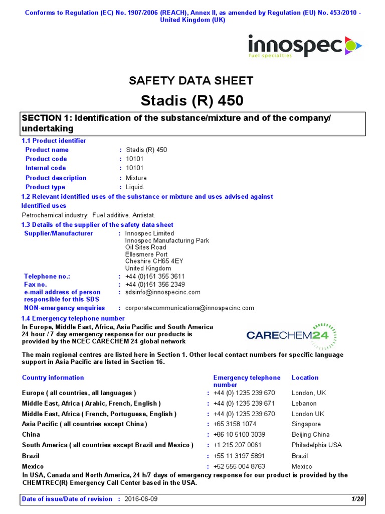MSDS - Stadis 450 | PDF | Firefighting | Personal Protective Equipment