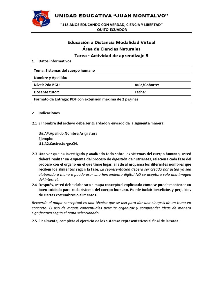 Tarea U3A3 Bgu 2do | PDF
