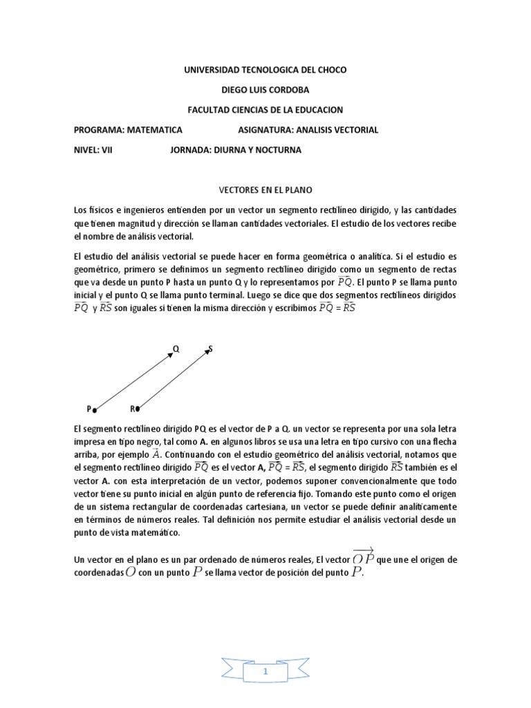Vectores en El Plano | PDF | Vector Euclidiano | Sistema coordinado