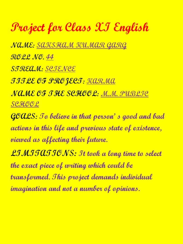 English Project by Saksham Kumar Garg | PDF