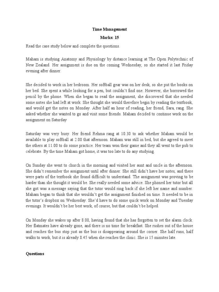 Time Management Assignment | PDF