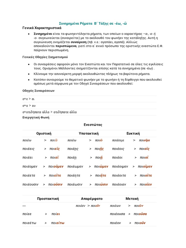 ΣΥΝΗΡΗΜΕΝΑ ΡΗΜΑΤΑ ΣΕ -ΕΩ | PDF