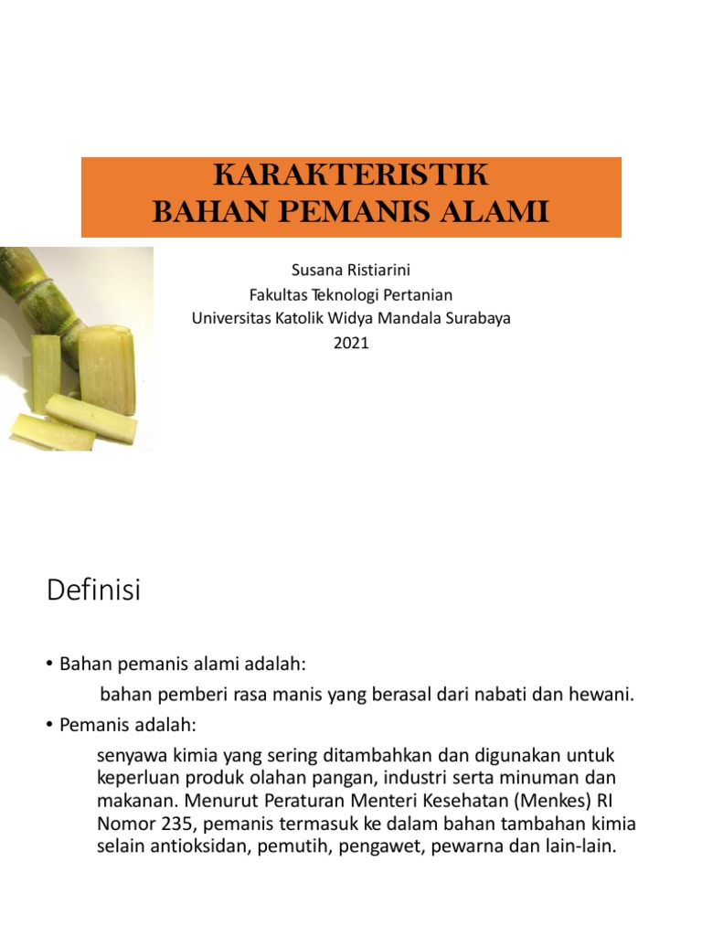 Karakteristik Bahan Pemanis Alami PB | PDF