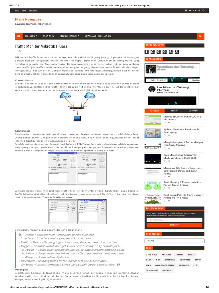Monitoring Traffic Mikrotik secara Efektif | PDF | Komputer