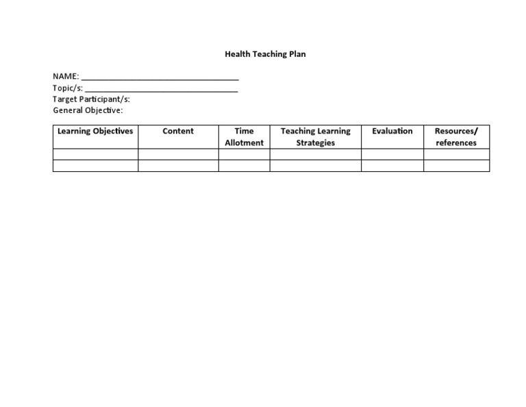 Health Teaching Plan | PDF | Career & Growth
