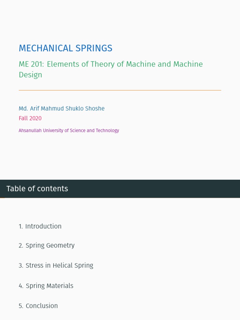 Mechanical Spring ME | PDF | Buckling | Strength Of Materials
