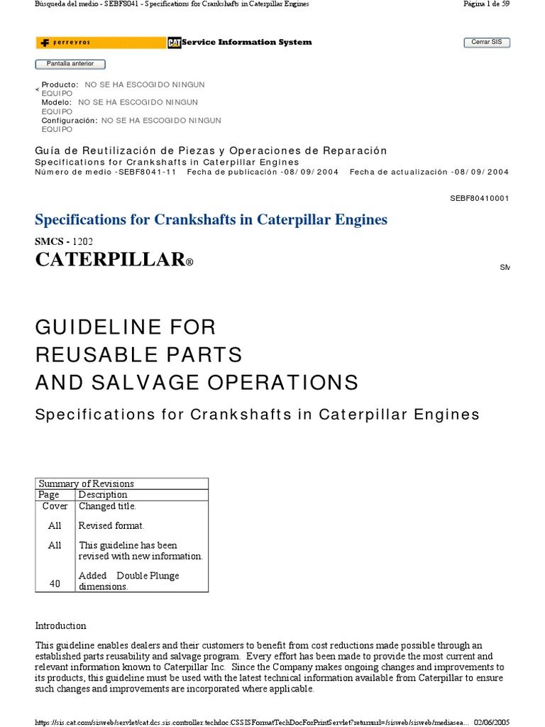 Caterpillar: Guideline For Reusable Parts and Salvage Operations | PDF ...