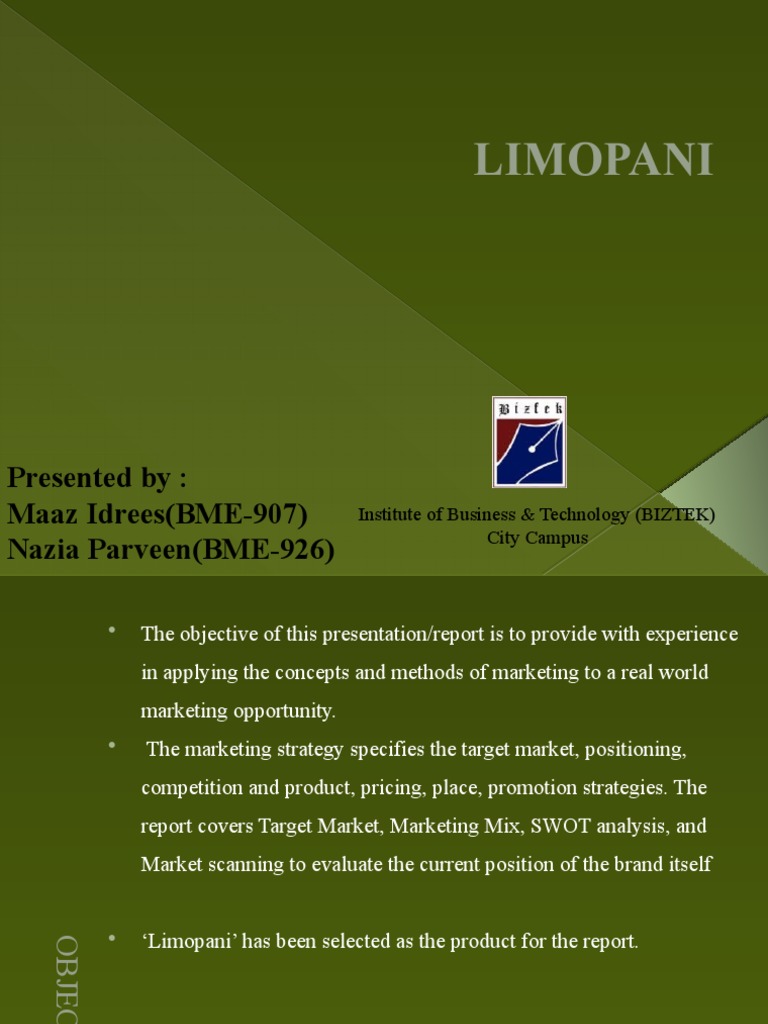 Limopani Marketing Strategy Overview | PDF | Microeconomics | Market ...