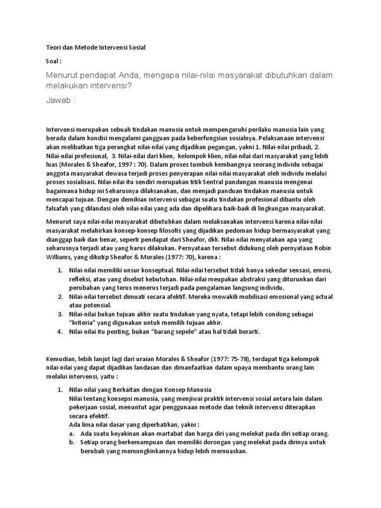 Teori Dan Metode Intervensi Sosial | PDF