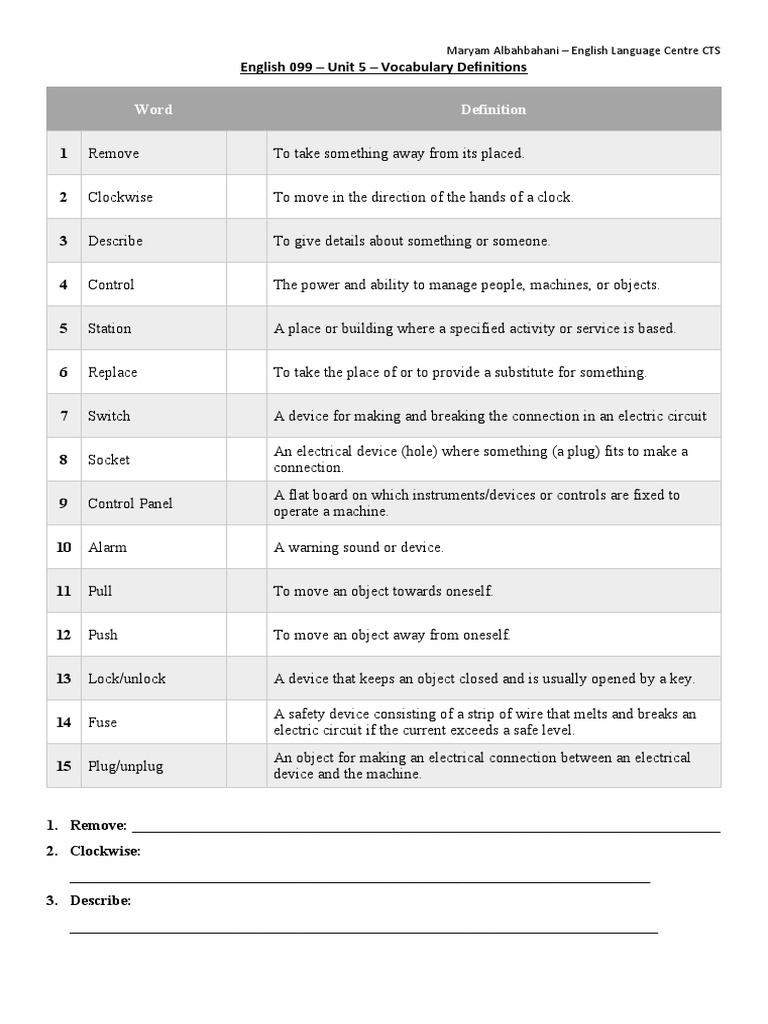 99 Unit 5 Voc Def | PDF | Electrical Connector | Ac Power Plugs And Sockets