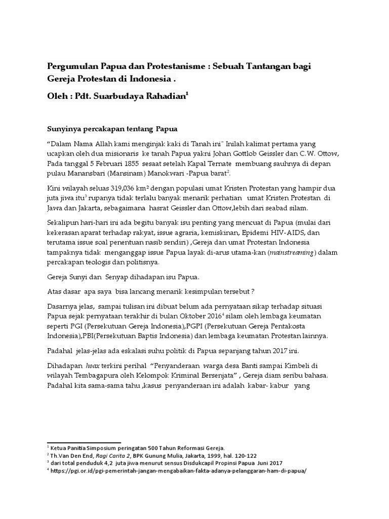 Pergumulan Papua Dan Protestanisme | PDF