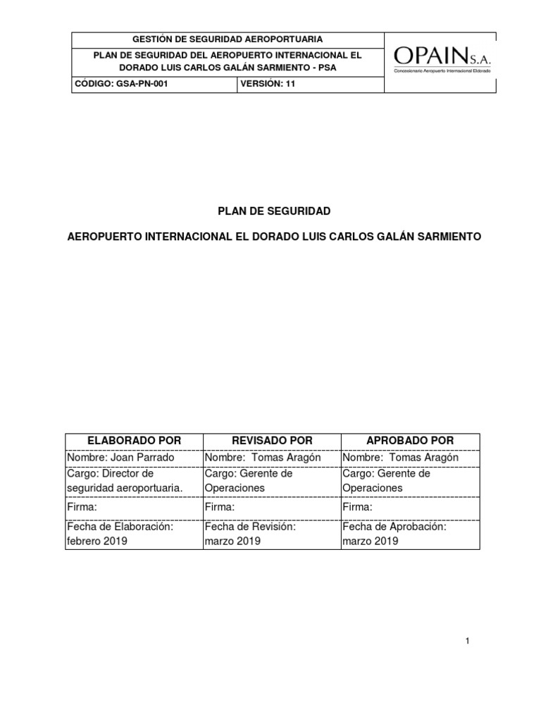 Psa Opain El Dorado 2019 | PDF | Aeropuerto | Aeronáutica