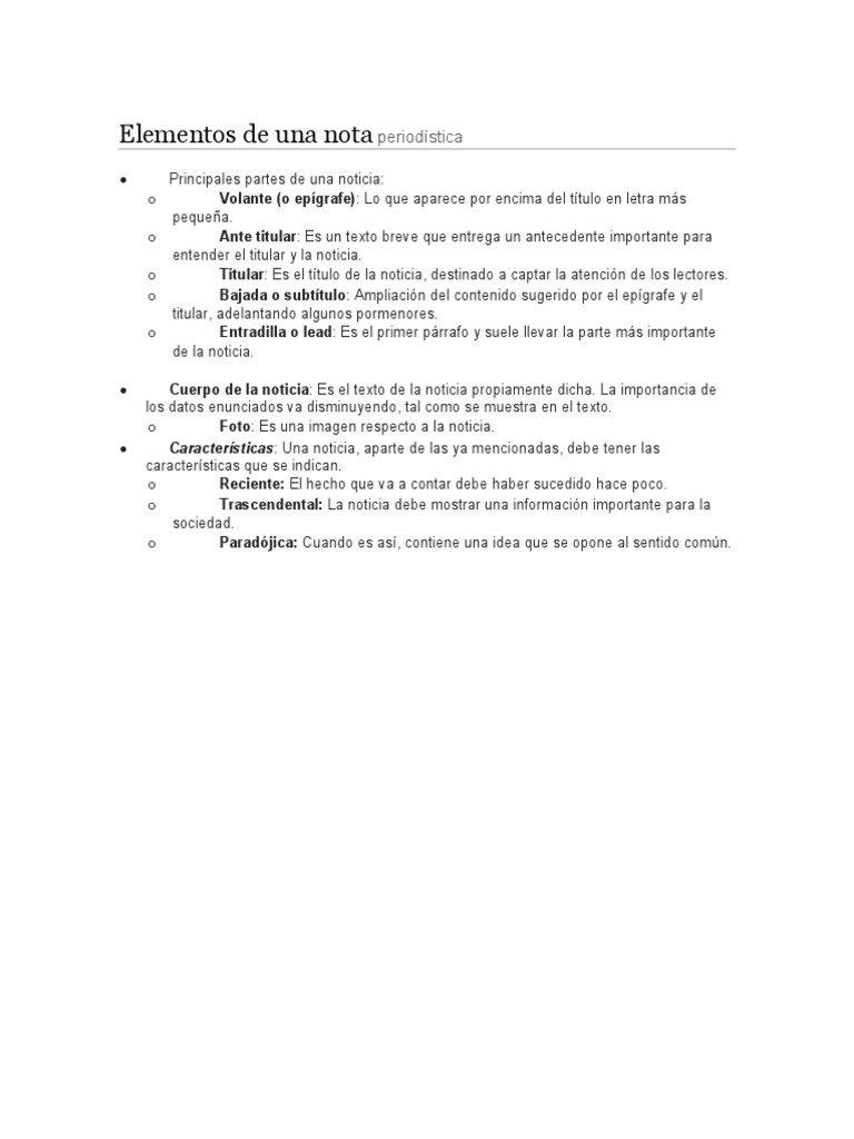 Elementos de Una Nota Periodística | PDF