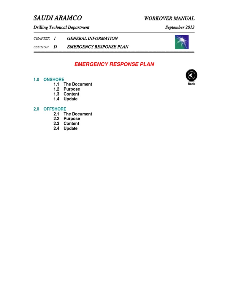 Saudi Aramco: Emergency Response Plan | PDF | Emergency | Oil Well