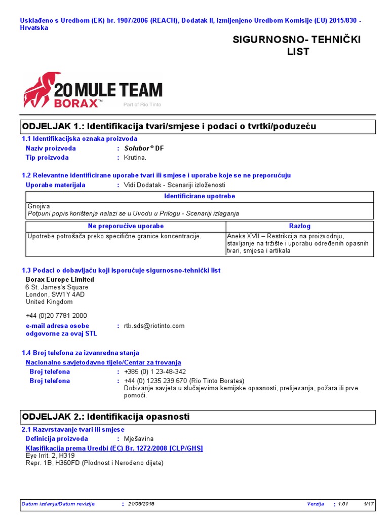 Sigurnosno - Tehnički List | PDF