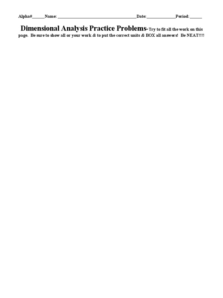 Dimensional Analysis Practice Problems | PDF