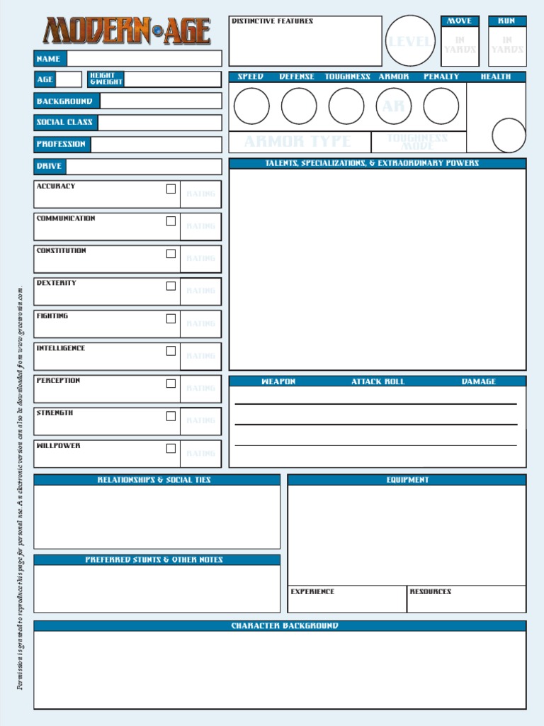 RPG Character Sheet Template | PDF