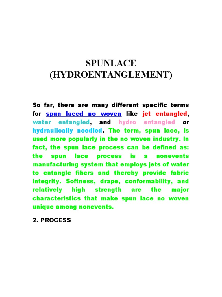 Hydroentangled Spunlace Process Overview | PDF | Fibers | Cellulose