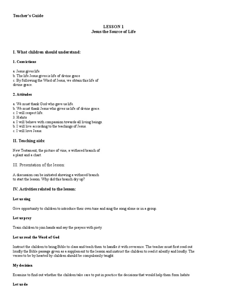 Jesus: Source of Divine Life for Kids | PDF | Jesus | Prayer