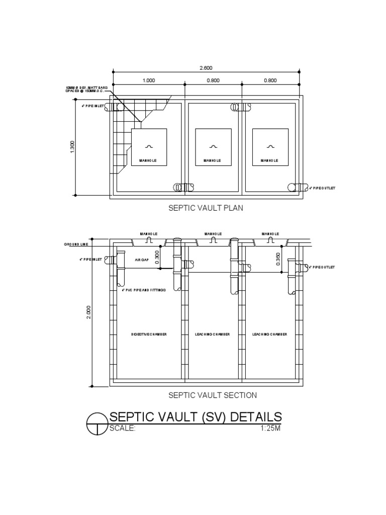 Septic Vault and Chamber Design Details | PDF