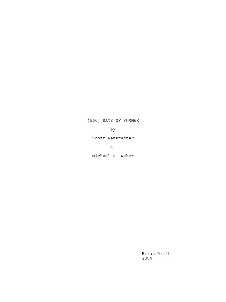 Days of Summer (Film Script) | PDF