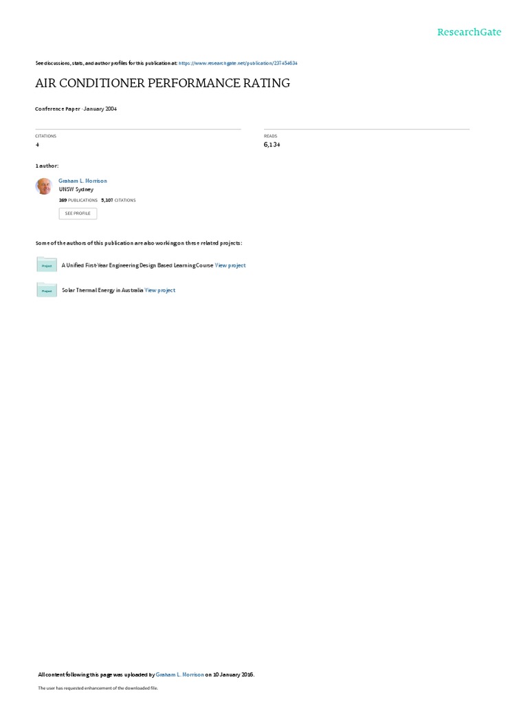 Air Conditioner Performance Rating: January 2004 | PDF | Air ...