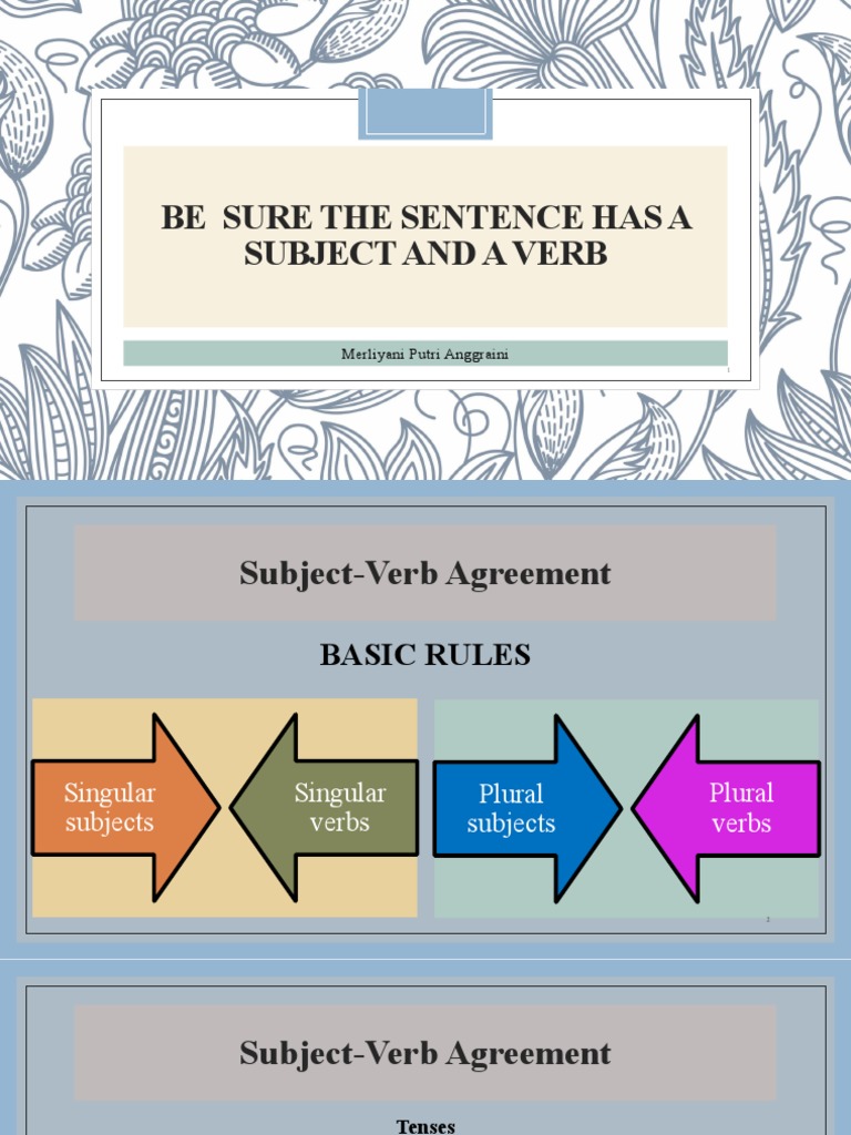 Be Sure The Sentence Has A Subject and A Verb | PDF | Grammatical Tense ...