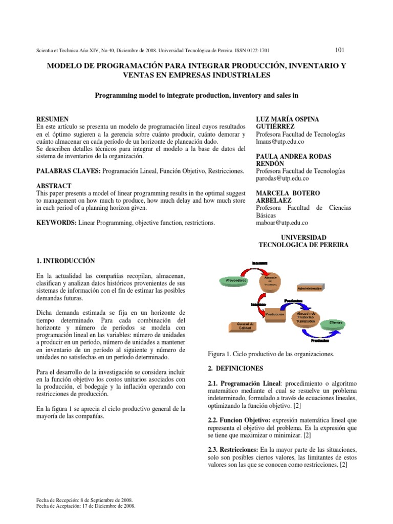 Programación Lineal Inventarios | PDF | Inventario | Función (Matemáticas)