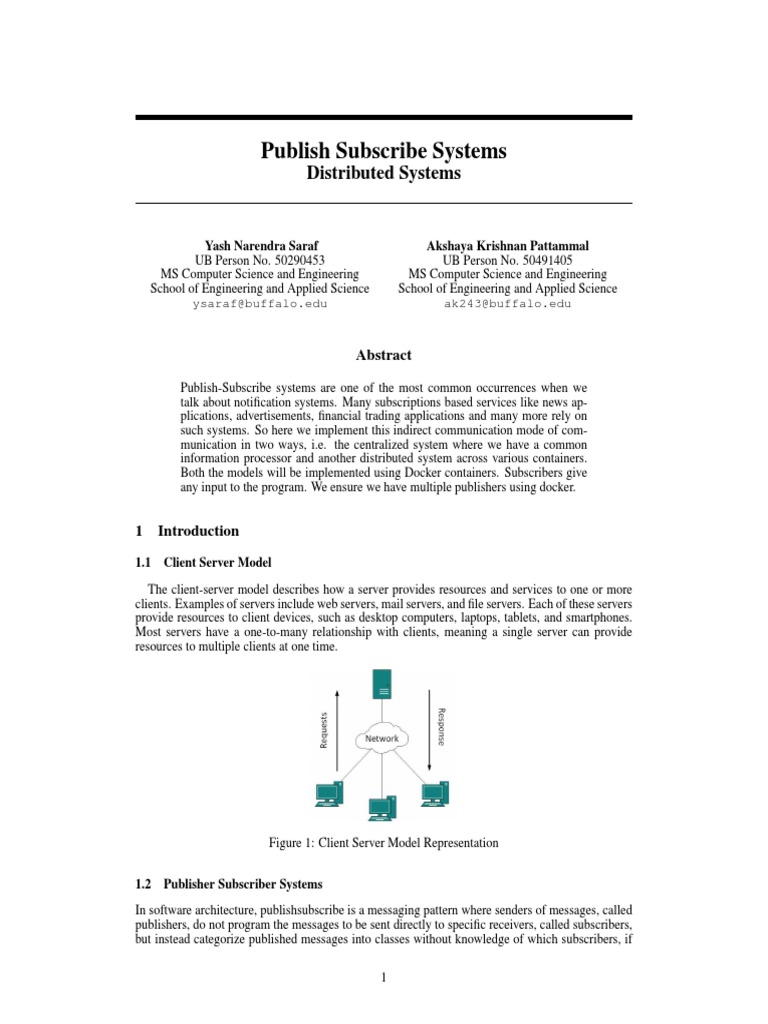 Publish Subscribe Systems Using Docker Containers | PDF | Server (Computing) | Client–Server Model