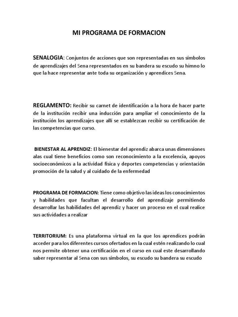 Mi Programa de Formacion | PDF