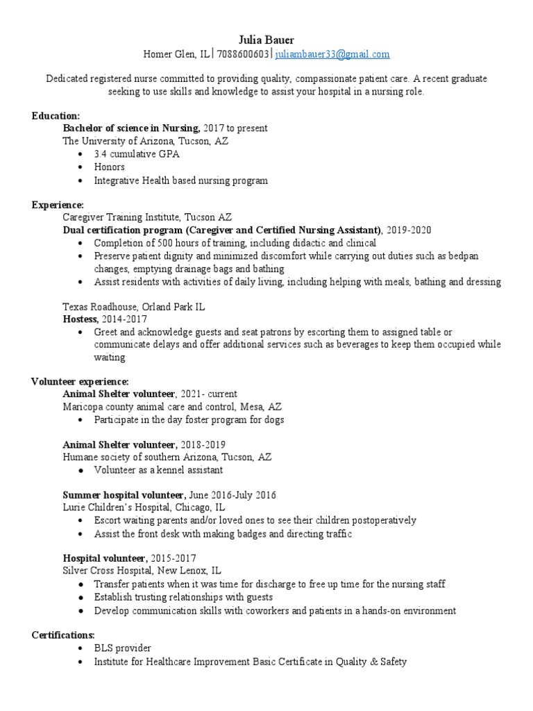 Bauer Julia Resume Portfolio | PDF | Wellness