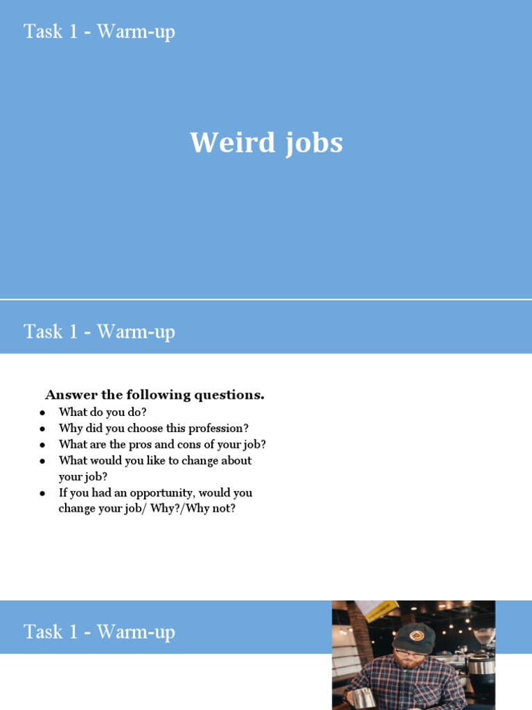 Weird Jobs (Worksheet) | PDF | Odor | Foods