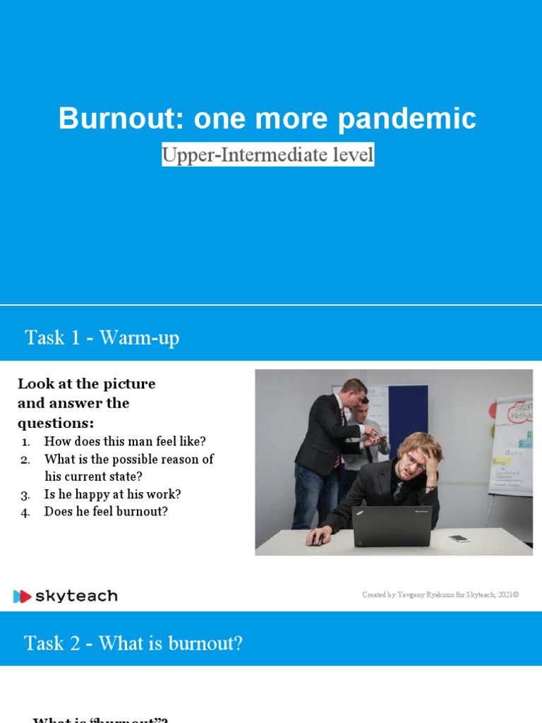 Burnout - One More Pandemic (Worksheet) | PDF | Occupational Burnout ...