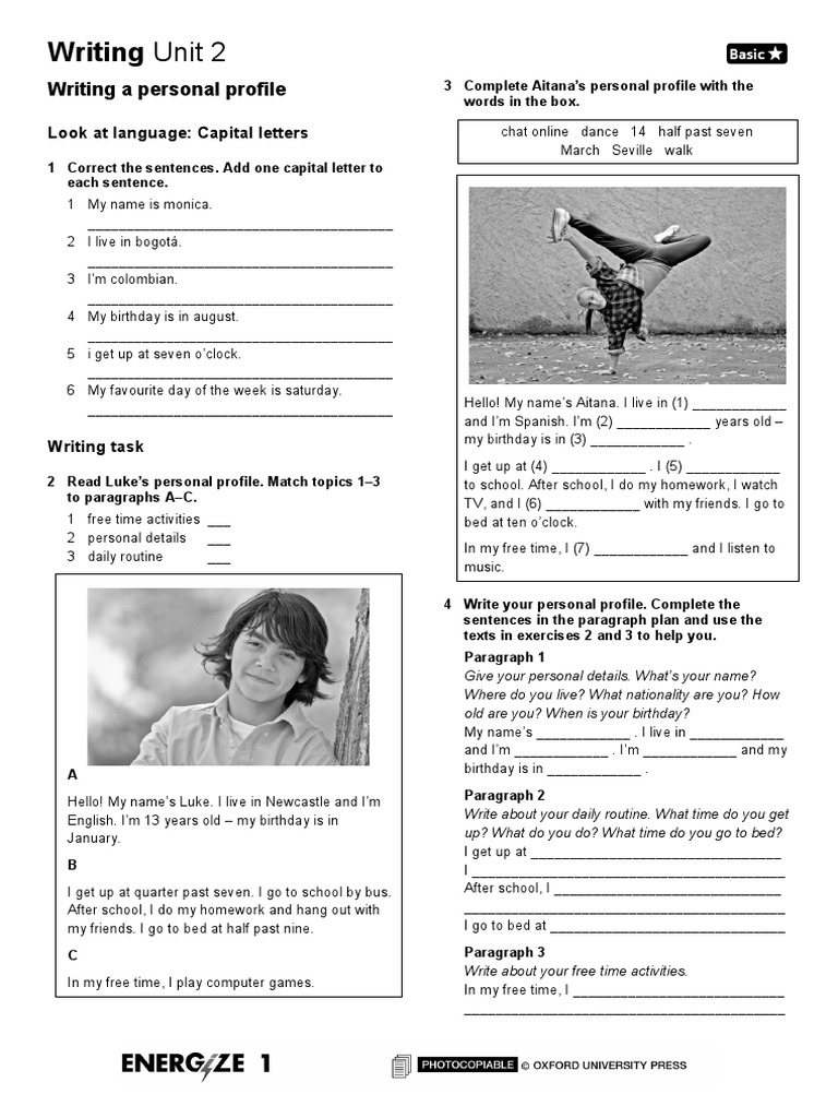 Writing Unit 2: Writing A Personal Profile | PDF | Paragraph | Cognition