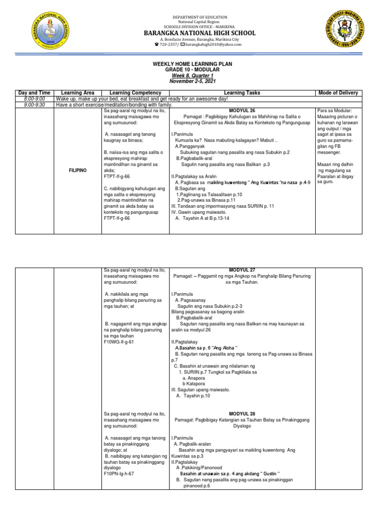 WHLP G10 Q1 Week8 MODULAR | PDF