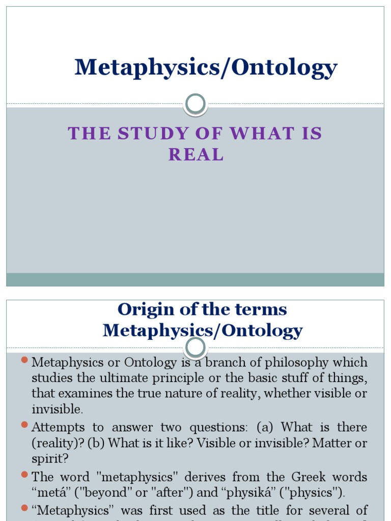 101 Fall 20 Metaphysics (Revised) | PDF | Plato | Idealism