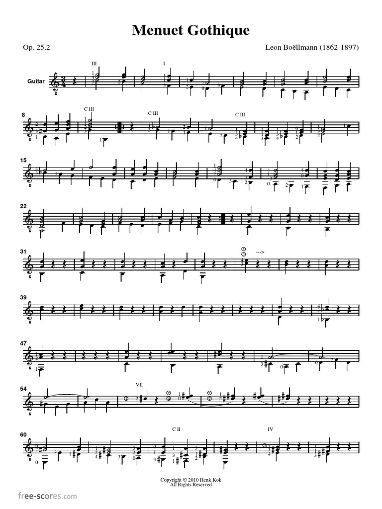 (Free Scores - Com) - Boellmann Leon Menuet Gothique Guitar Part 20692 ...