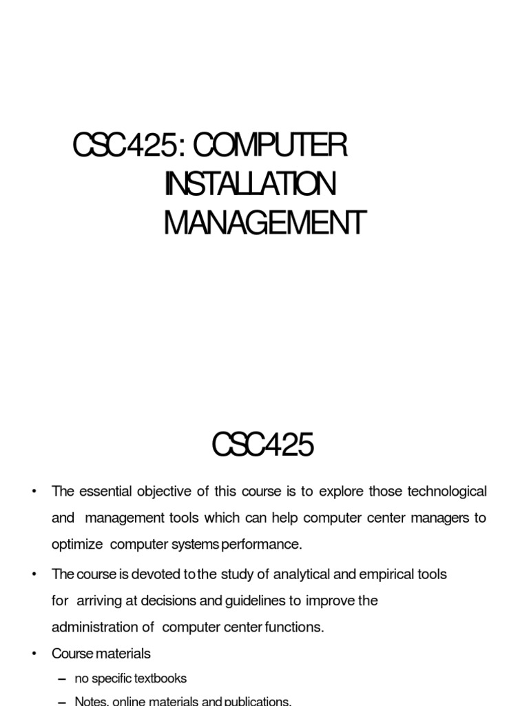 CSC 425: Computer Installation Management | PDF | Computer Data Storage ...