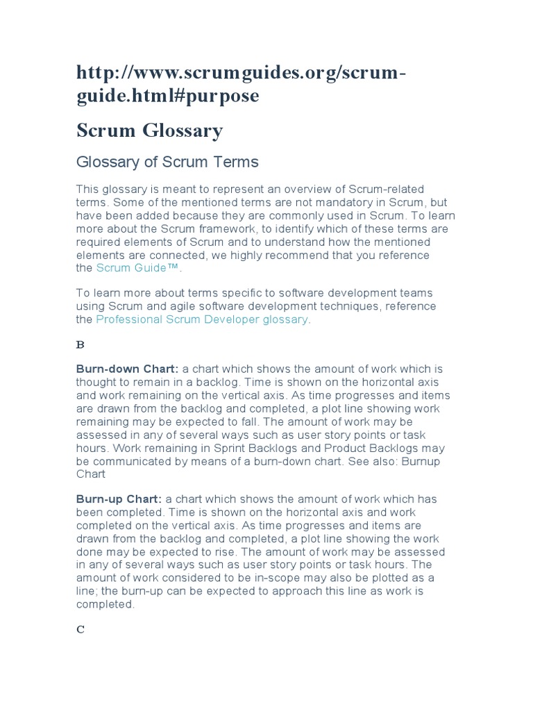 Guide - Html#purpose Scrum Glossary | PDF | Scrum (Software Development ...
