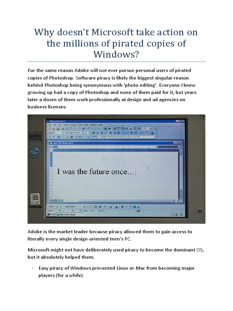 Why Doesn't Microsoft Take Action On The Millions of Pirated Copies of ...